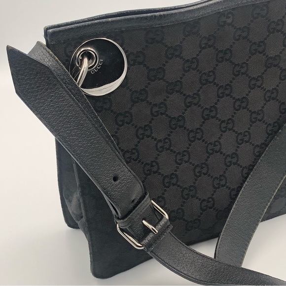 Gucci | Bags | Euc Gucci Eclipse Crossbody Bag Black Ggleather | Poshmark